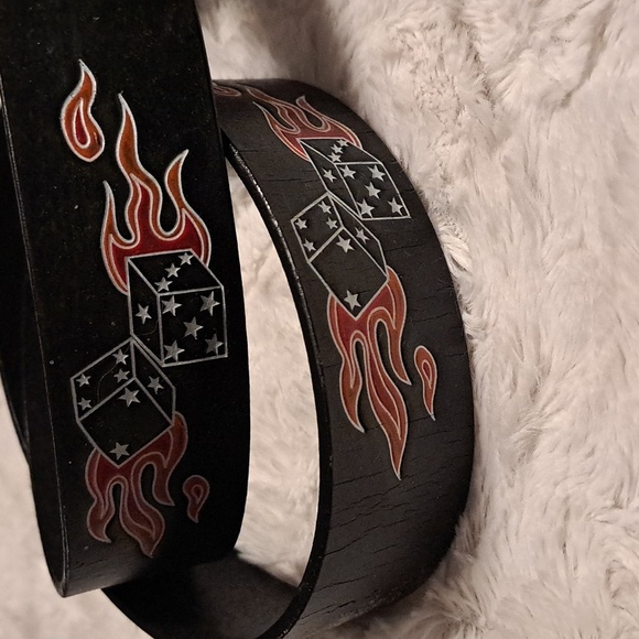 Accessories | Cool Flaming Dice Belt | Poshmark